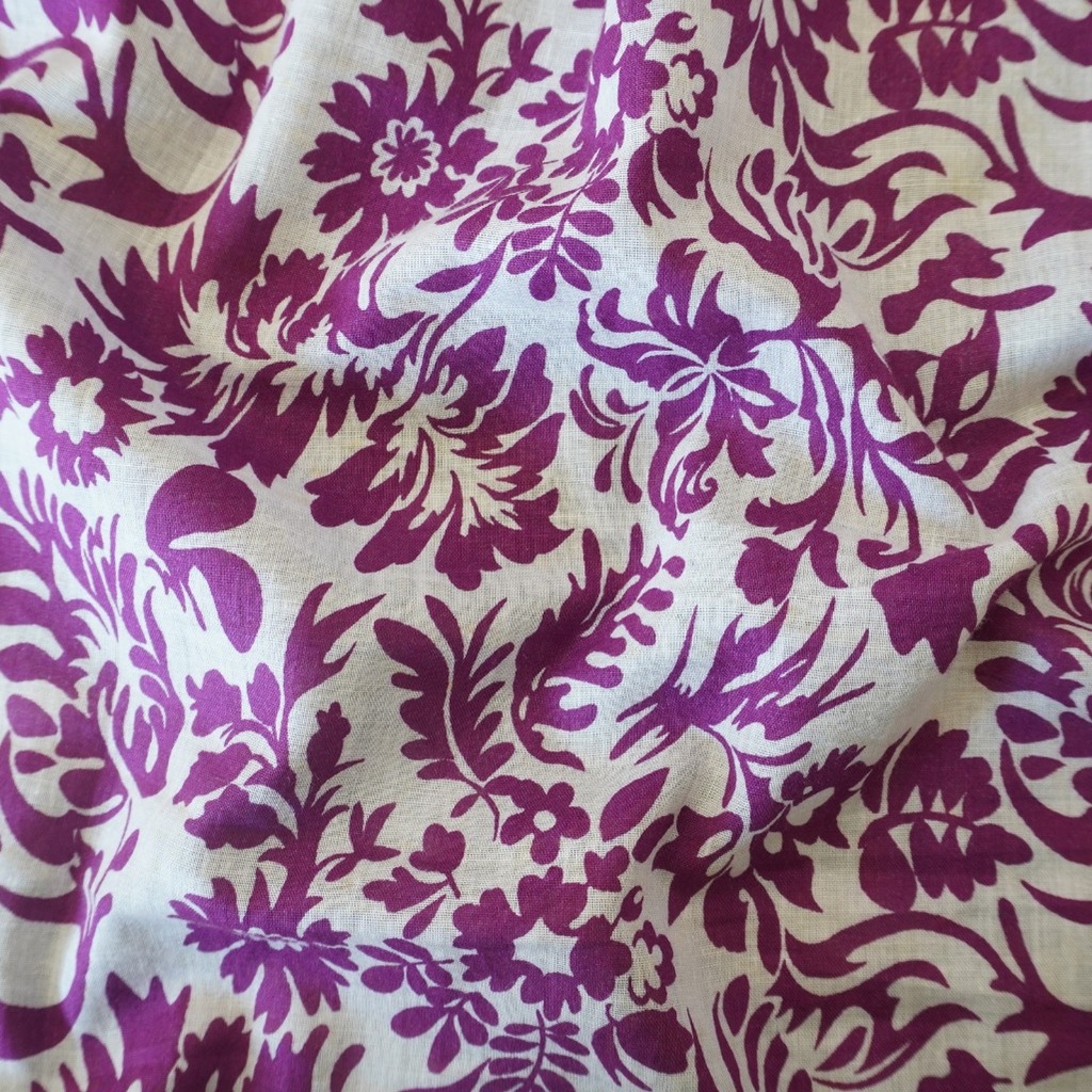 Cotton Voil Print Bunga Rambat Purple [CVPR] | Silky Jaya Shop